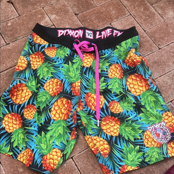 DIXXON | Swim | Dixxon Mens Tropical Pineapple Shorts Black And Orange ...